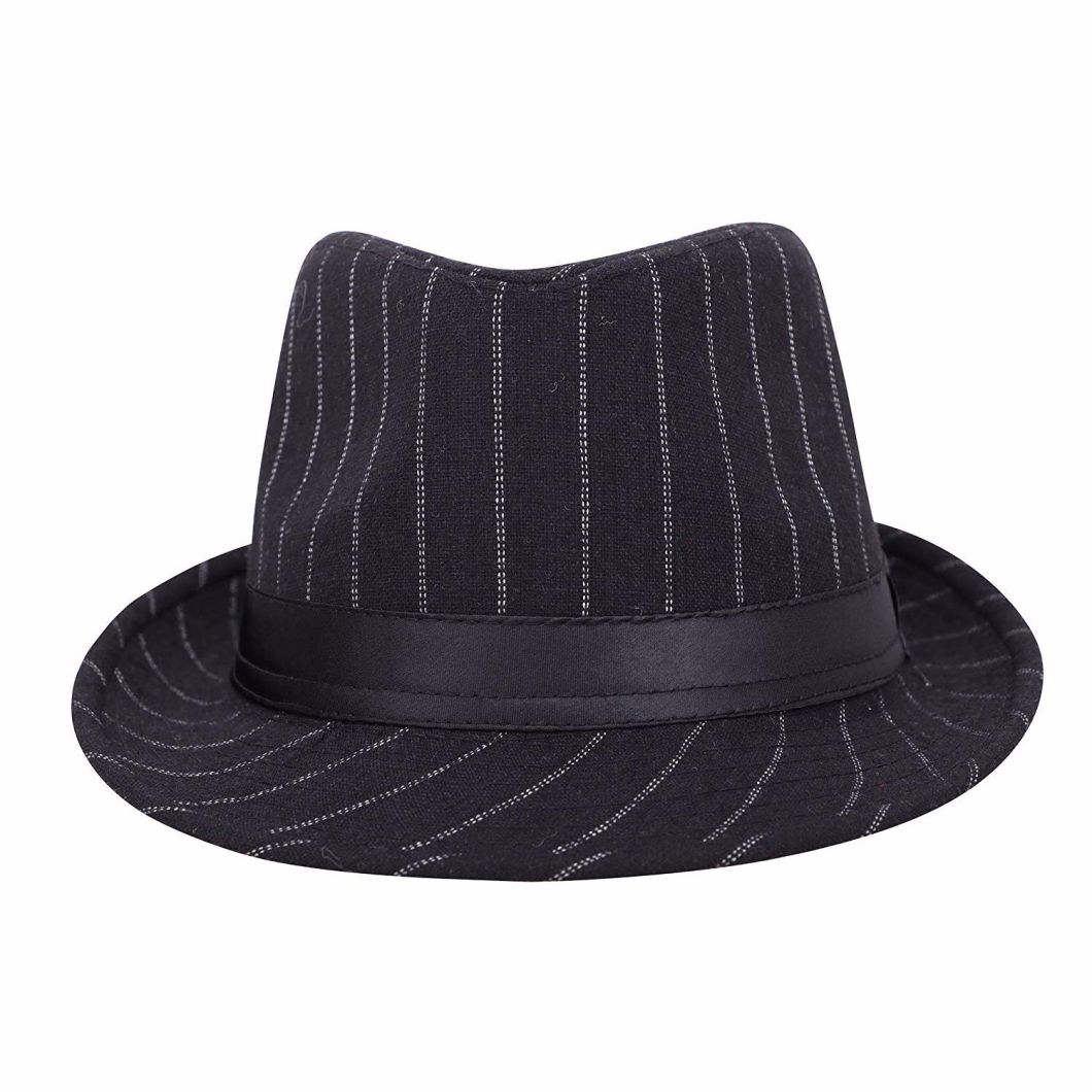 Cotton Gangster Fedora Striped Curved Short Brim Michael Jackson Hat ...